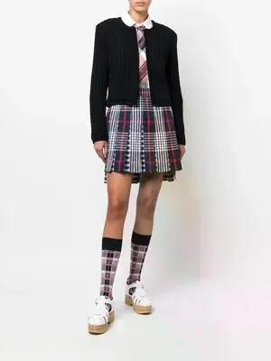 Thom Browne Pleated Asymmetrical Check Skirt
