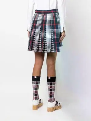 Thom Browne Pleated Asymmetrical Check Skirt