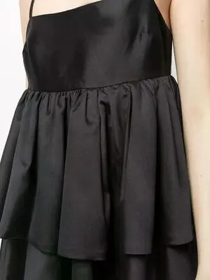 MACGRAW Silk-wool Blend Tiered Mini Dress - Black