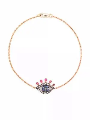 MONAN 18kt Rose Gold Evil Eye Diamond, Sapphire And Ruby Bracelet