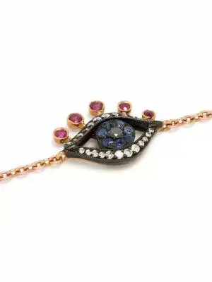 MONAN 18kt Rose Gold Evil Eye Diamond, Sapphire And Ruby Bracelet
