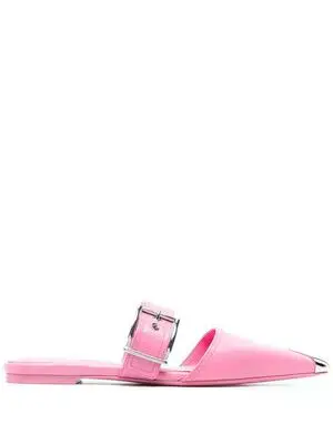 Alexander McQueen Buckled Leather Mules - Pink