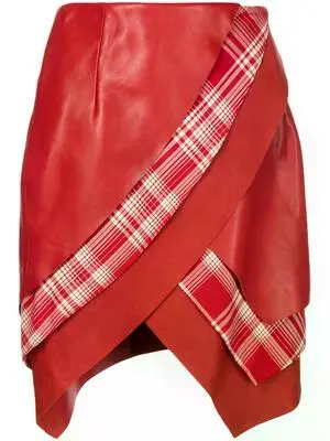 RtA Leather Layered Mini Skirt