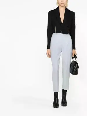Alexander McQueen Cropped Wool Blazer - Black