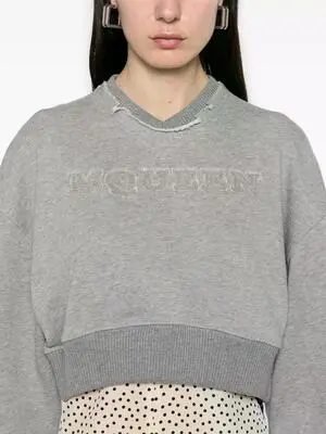Alexander McQueen Logo-lettering Cropped Sweatshirt