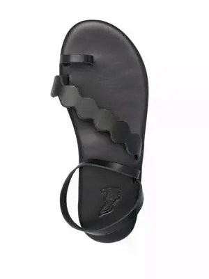 ANCIENT GREEK SANDALS Koralia Leather Flat Sandals - Black