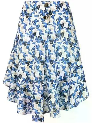 BAMBAH Asymmetric Floral-print Skirt