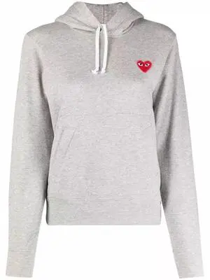 Play Comme Des Garcon Hoodie With Logo Patch - Grey