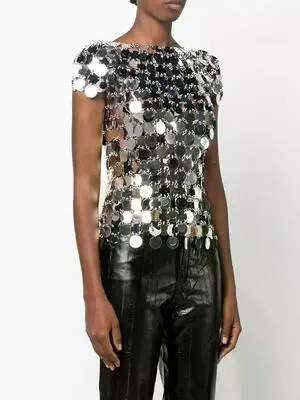 Rabanne Metallic Disks Short Sleeved Top