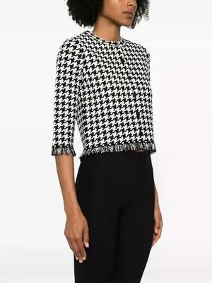 Alexander McQueen Houndstooth Jacket With Frayed Edges