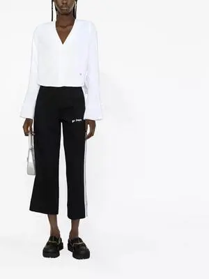 Palm Angels Flute Sleeve Cropped Cotton Shirt