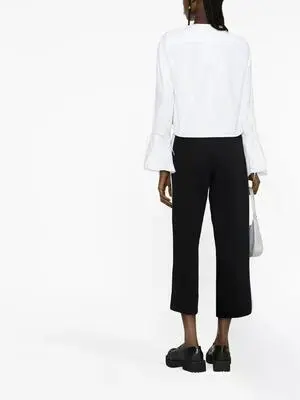 Palm Angels Flute Sleeve Cropped Cotton Shirt