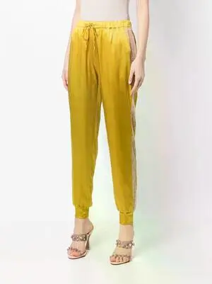 Carine Gilson Tapered Silk Trousers With Lace Panelling