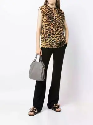 Stella McCartney Sleeveless Leopard Print Silk Blouse