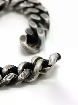 Werkstatt:München Tone Brass Curb Chain Bracelet With Crest Statement Pendants
