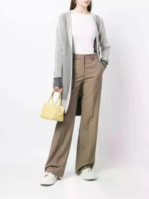 Lorena Antoniazzi Colour-block Ribbed-knit Cardigan-coat