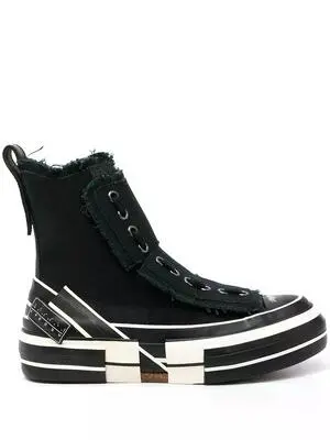 Y’s Cotton High-top Sneakers With Frayed Trim