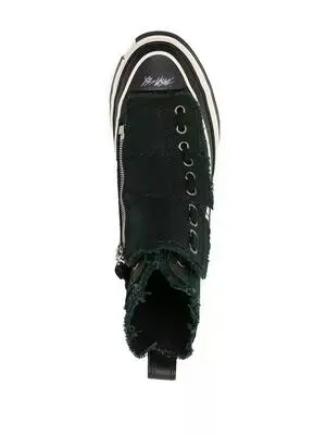 Y’s Cotton High-top Sneakers With Frayed Trim