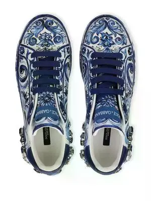 Dolce & Gabbana Portofino Majolica-print Leather Sneakers