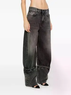 HAIKURE Cuff-detail Wide Leg Jeans