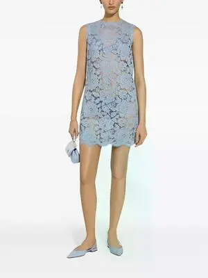 Dolce & Gabbana Floral-lace Shift Mini Dress - Blue