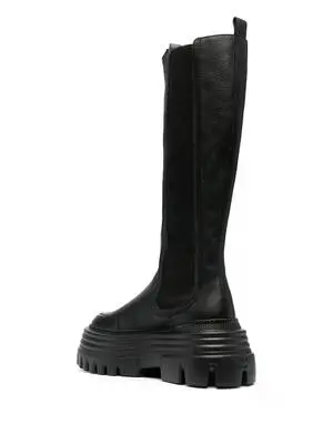 Bally Round Toe Calf Leather Knee High Boots