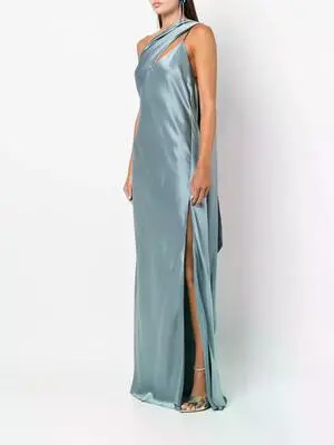 Michelle Mason One-shoulder Gown With Side Slit Detail - Blue