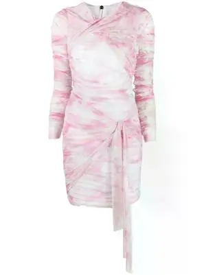 MSGM Tie-dye Ruched Mini Dress - Pink