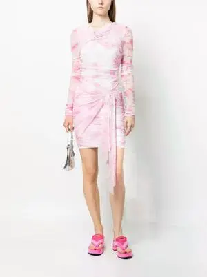 MSGM Tie-dye Ruched Mini Dress