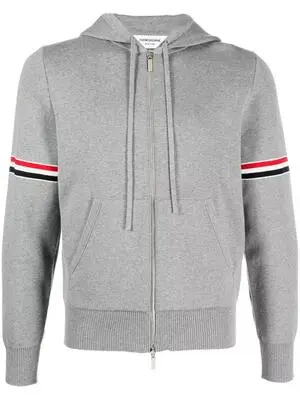 Thom Browne Striped Zip-up Hoodie - Grey