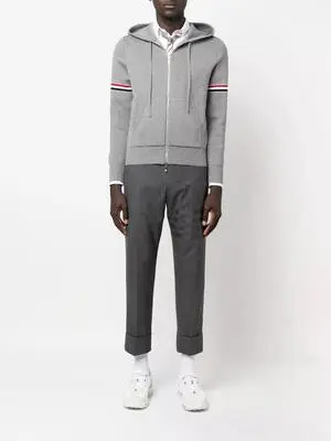 Thom Browne Striped Zip-up Hoodie - Grey