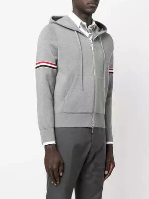 Thom Browne Striped Zip-up Hoodie - Grey
