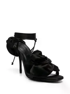 Magda Butrym Flower Satin Sandals - Black