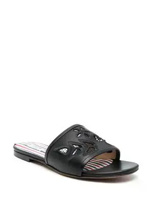 Thom Browne Calf Leather Broderie Anglaise Slides