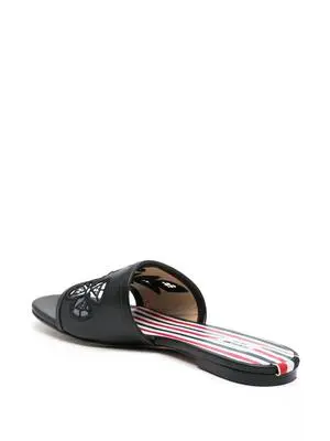 Thom Browne Calf Leather Broderie Anglaise Slides