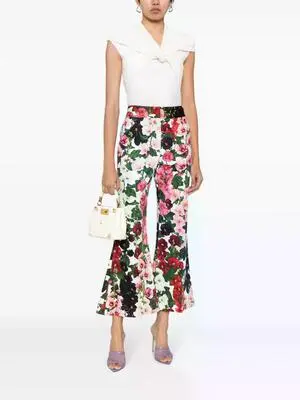Oscar De La Renta Hollyhock Flared Cropped Trousers