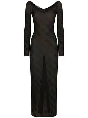 Dolce & Gabbana Logo Jacquard V-neck Maxi Dress
