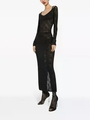 Dolce & Gabbana Logo Jacquard V-neck Maxi Dress