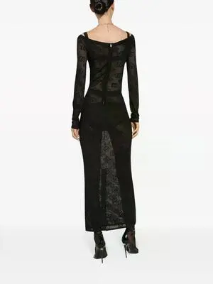 Dolce & Gabbana Logo Jacquard V-neck Maxi Dress
