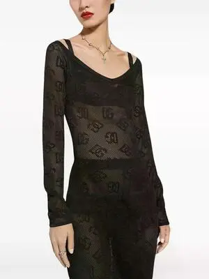 Dolce & Gabbana Logo Jacquard V-neck Maxi Dress