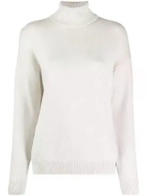 Brunello Cucinelli Grey Silk/cashmere Roll Neck Jumper