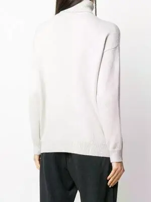 Brunello Cucinelli Grey Silk/cashmere Roll Neck Jumper