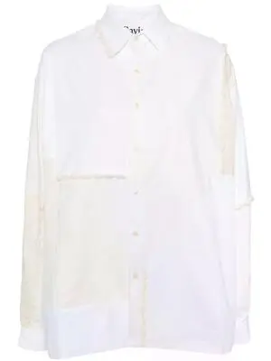 CAVIA Panelled Crochet-trim Shirt - Neutrals