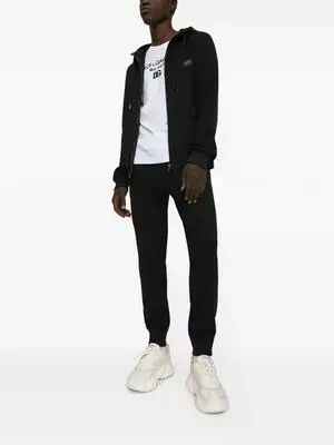 Dolce & Gabbana Zip-up Hoodie With Logo Tag - Black