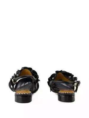 Toga Leather Ballerina Shoes With Faux-flower Detailing