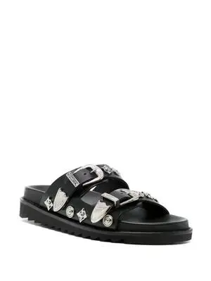 Toga Stud-embellished Leather Sandals - Black