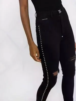 Philipp Plein Crystal Embellished Ripped Jeggings