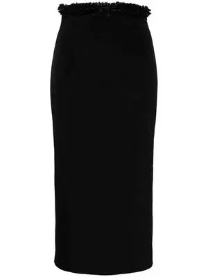 Mach & Mach Ruffle-trim Pencil Skirt - Black