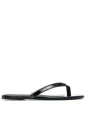 TOTEME Croc-embossed Flip Flops - Black