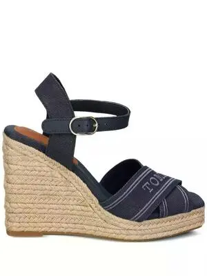 Tommy Hilfiger Navy Wedge Espadrilles With Buckle Fastening - Blue